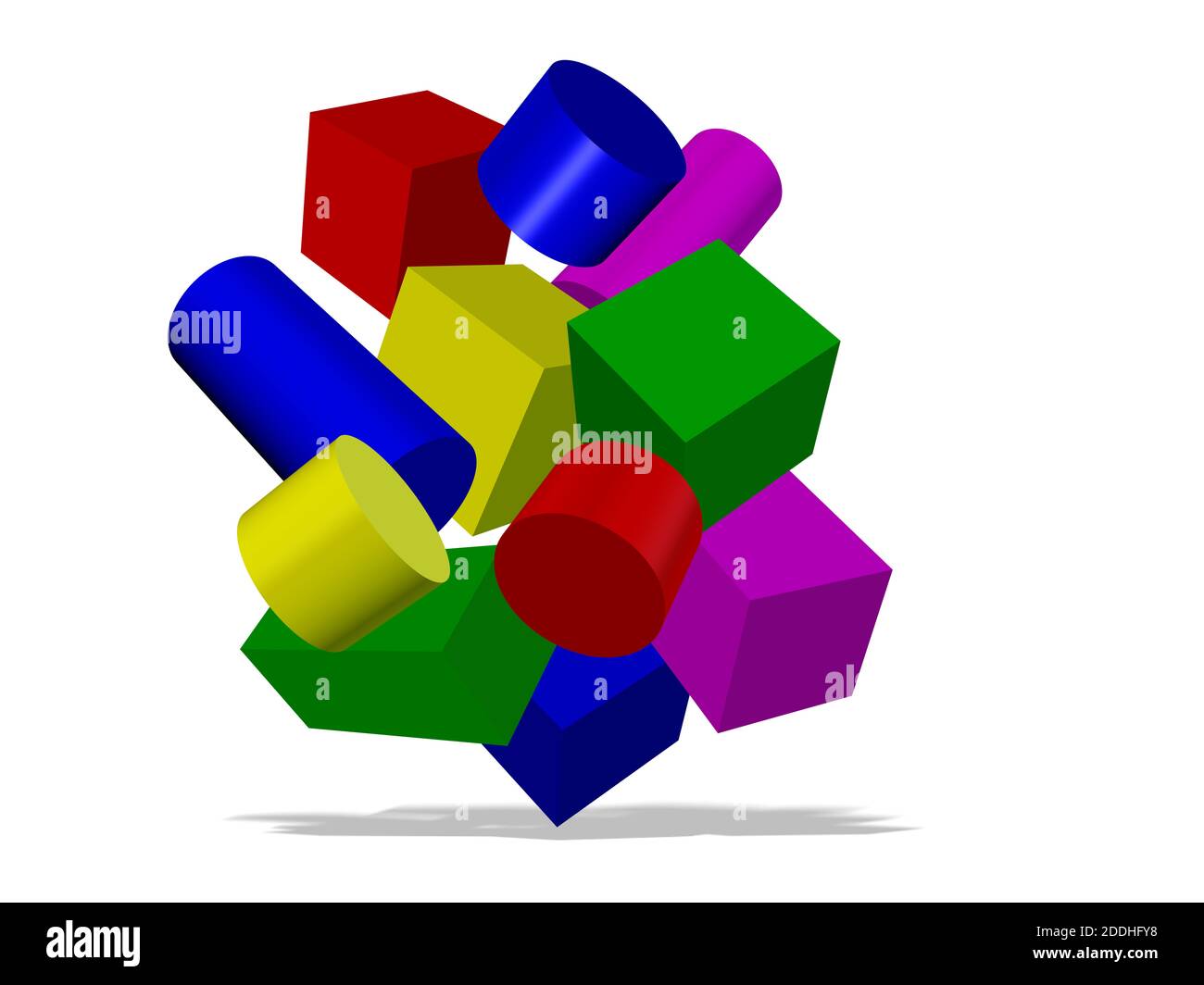 Colorful building blocks of different shapes, 3d illustration Stock ...