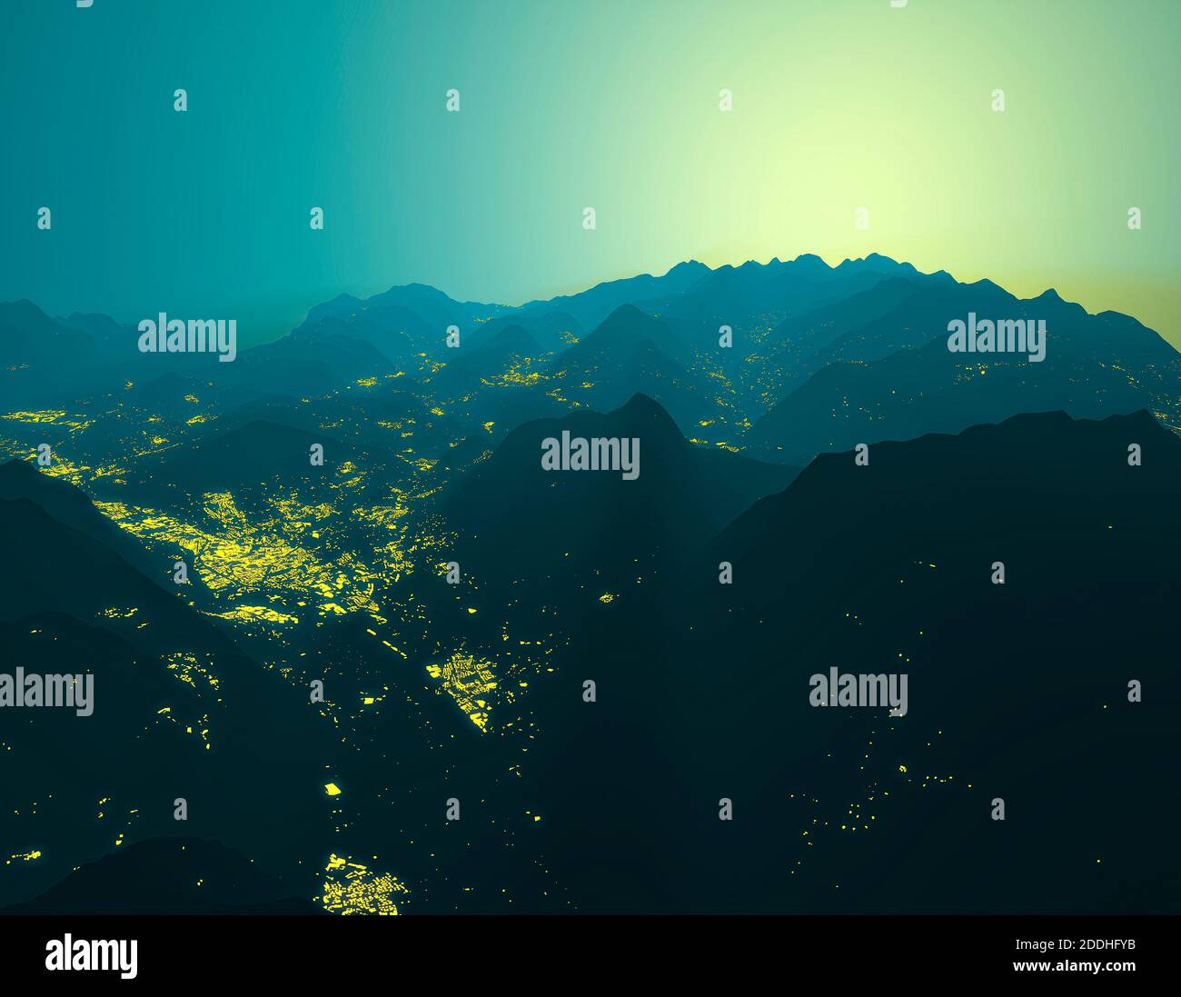 Aerial view of Trento, Trentino Alto Adige, Italy. Silhouette of ...