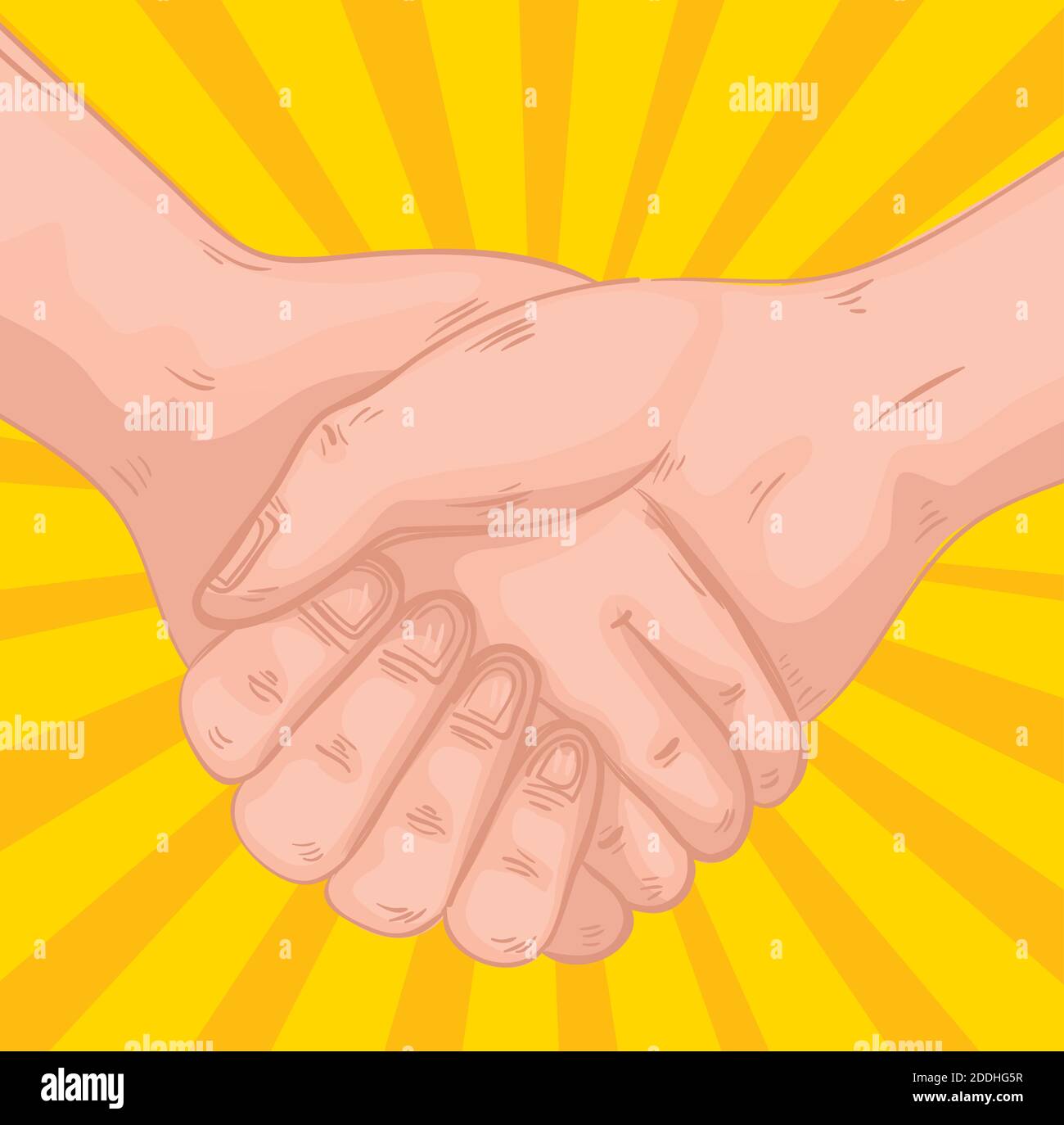 handshake greeting expression in yellow background Stock Vector Image ...