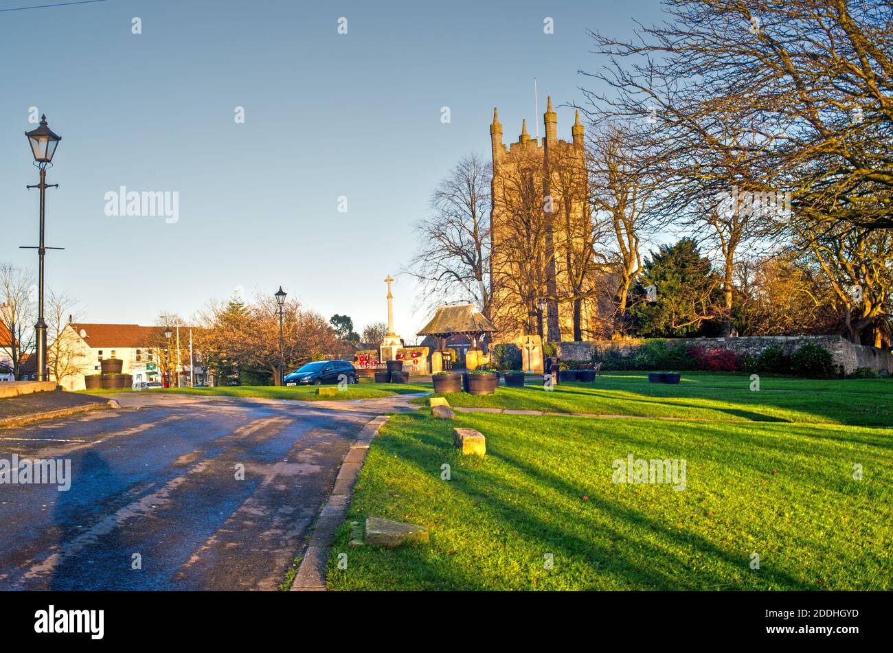 Village Green and St Edmunds Church, Sedgefield, County Durham, England ...