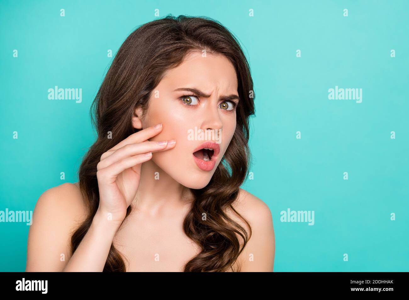 Close-up view portrait of her she nice attractive irritated outraged ...