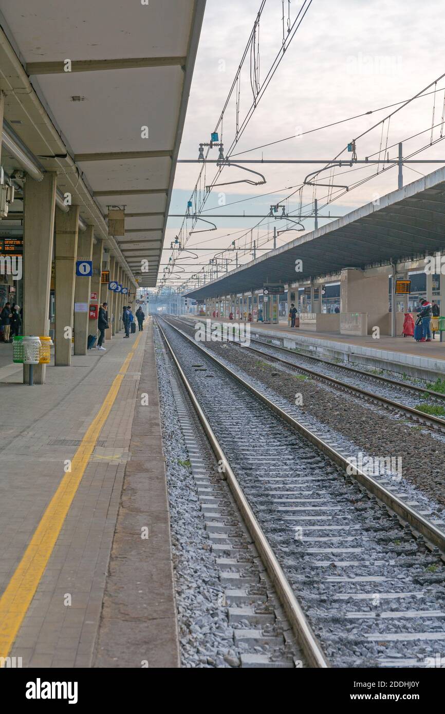 Mestre, Italy - January 9, 2017: Empty Tracks Without Train and Few ...
