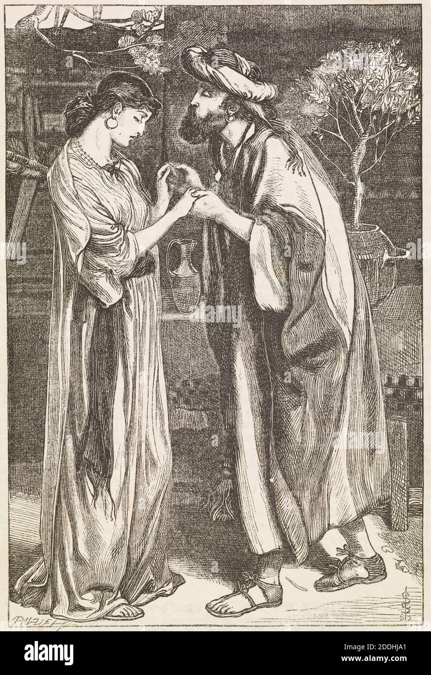 The Veiled Bride, 1862 Artist: Simeon Solomon, Rebekah stands on the ...