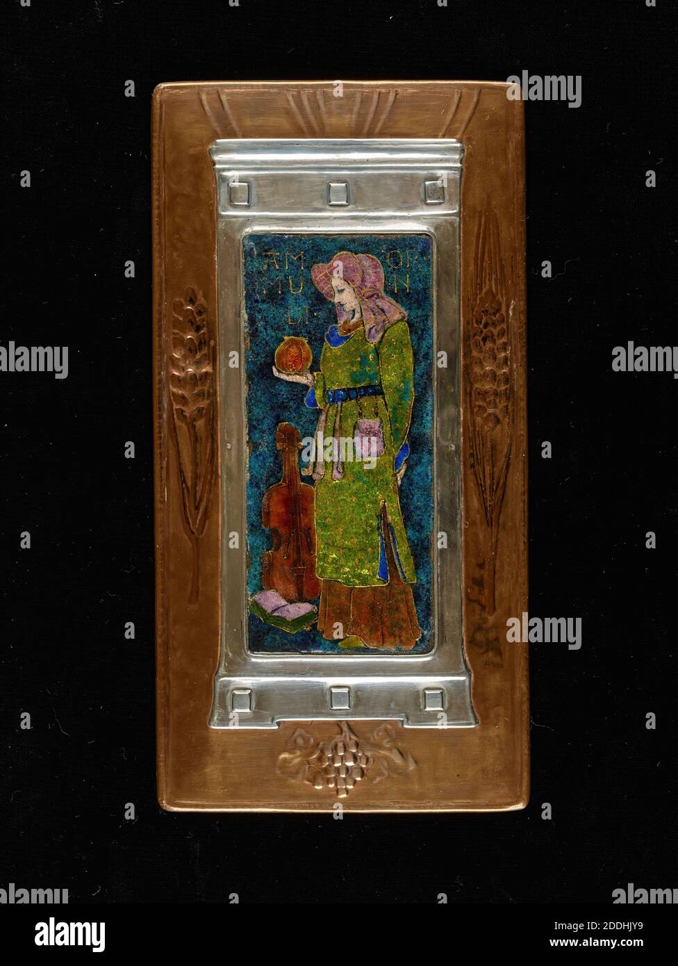 Enamel plaque, Amor Mundi, 1895 By Nelson Dawson, Edith Dawson, Frame ...