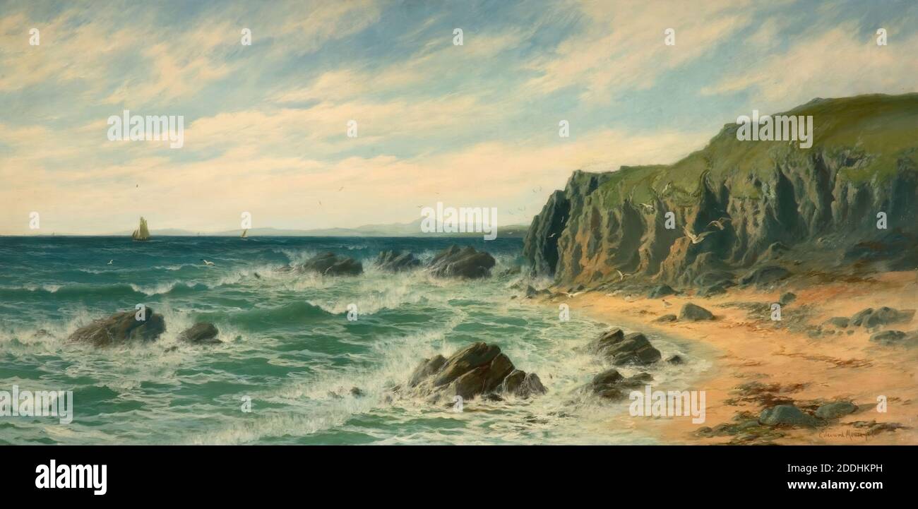 Coastal Scene, 1887 By Edward Moore, Oil Painting, Sea, Seascape, Waves ...