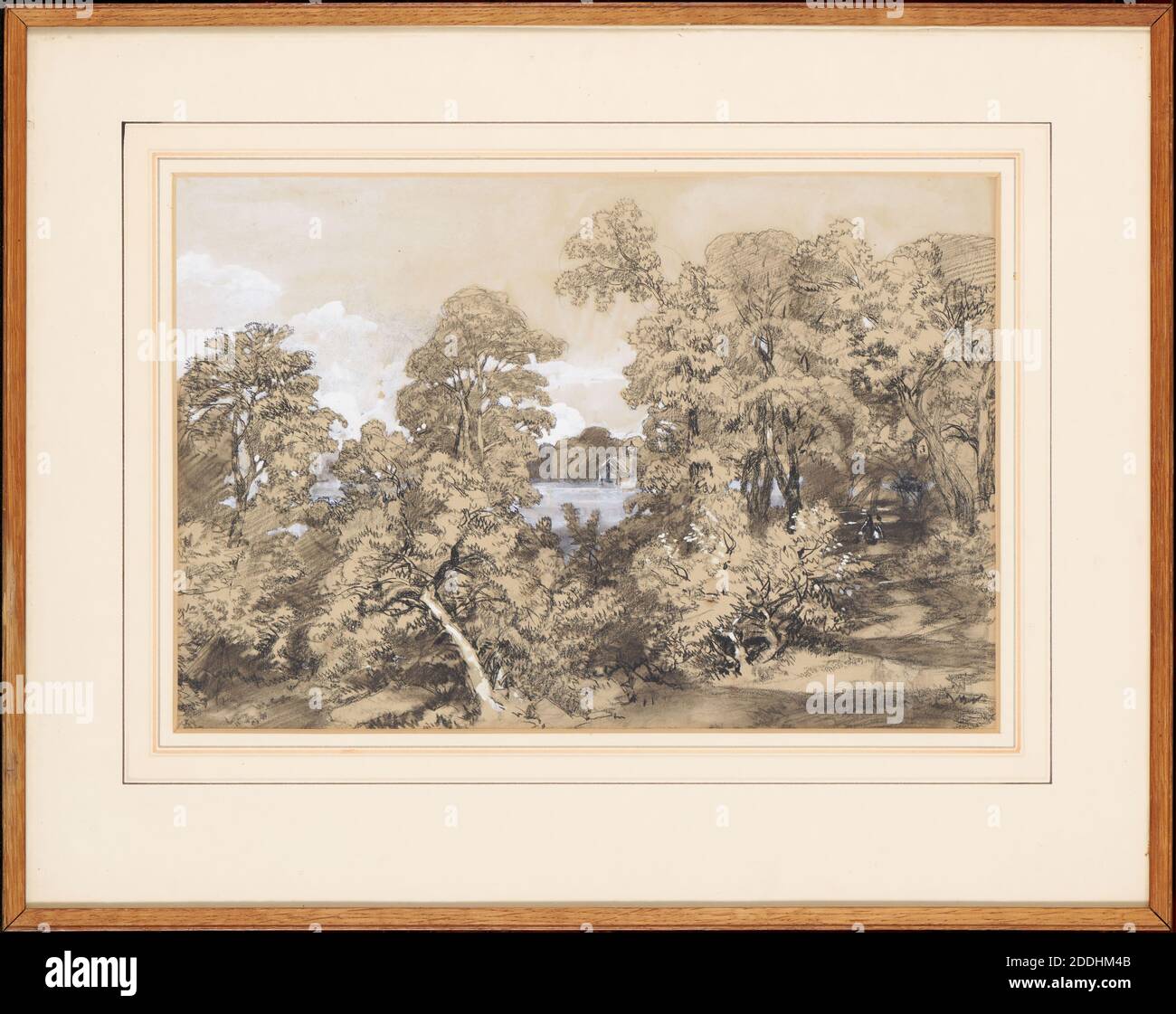 Scene in a Woodland Park with Lake and Boathouse, 1798-1863 James ...