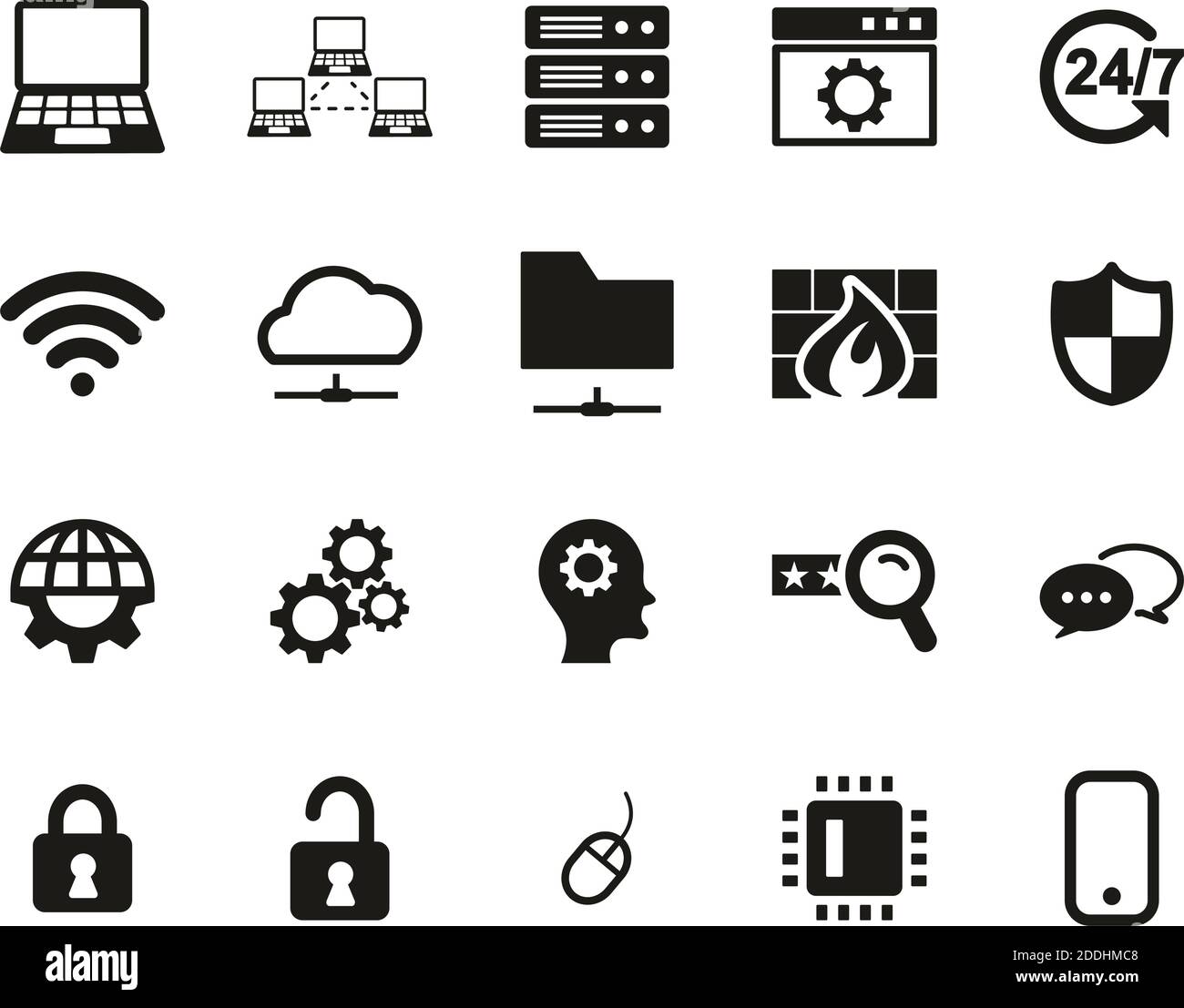 System Administrator Icons Black & White Set Big Stock Vector Image ...