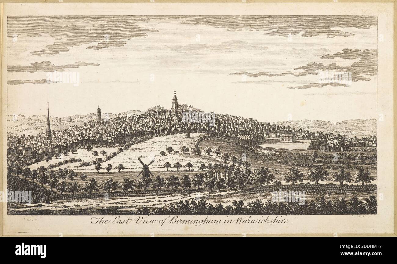 Engraving, East View of Birmingham In Warwickshire, 1750-1800 ...