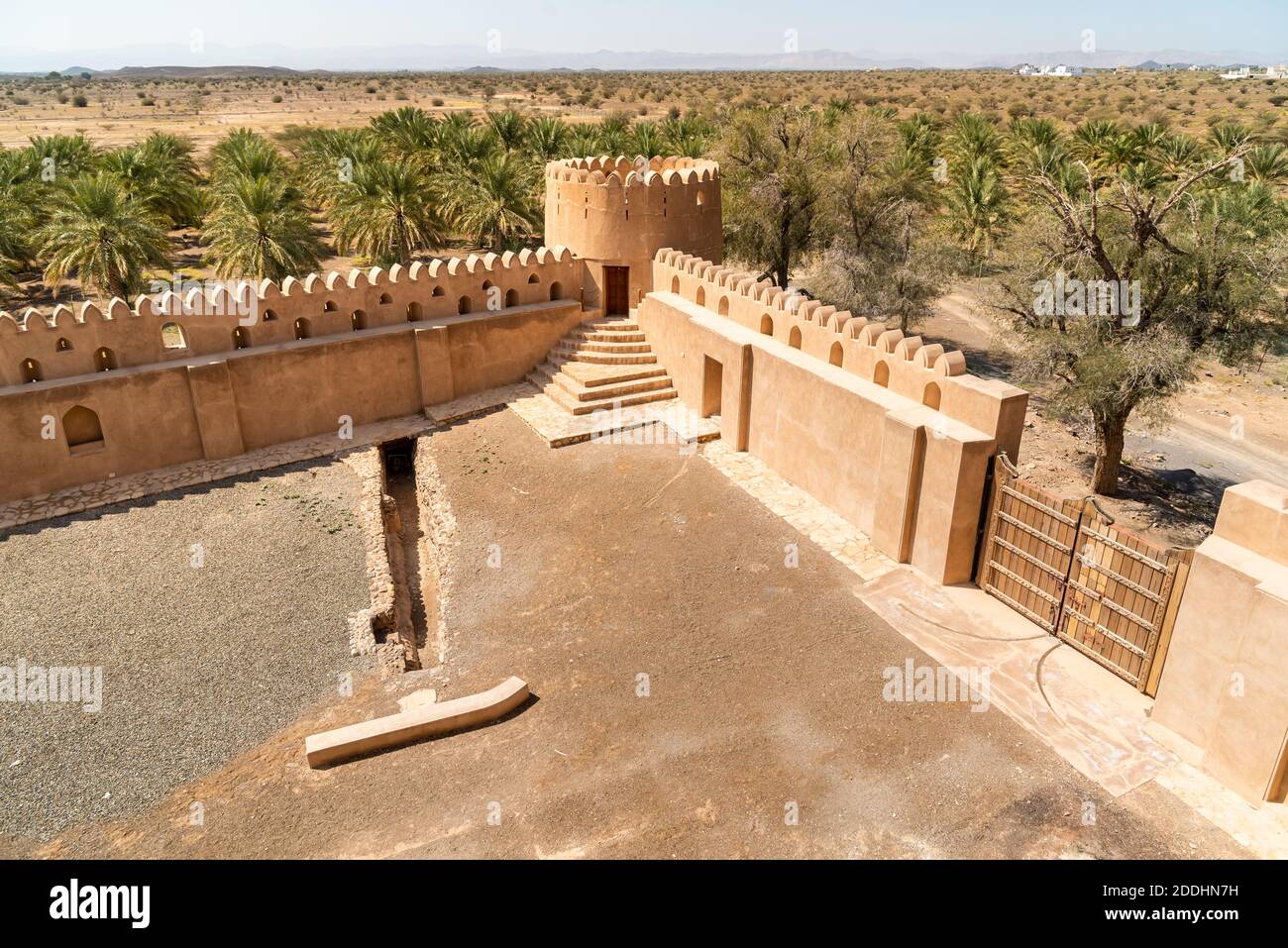 Terrace of the Jabreen Castle in Bahla, Sultanate of Oman Stock Photo ...