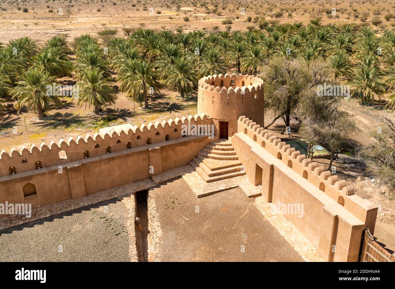 Terrace of the Jabreen Castle in Bahla, Sultanate of Oman Stock Photo ...