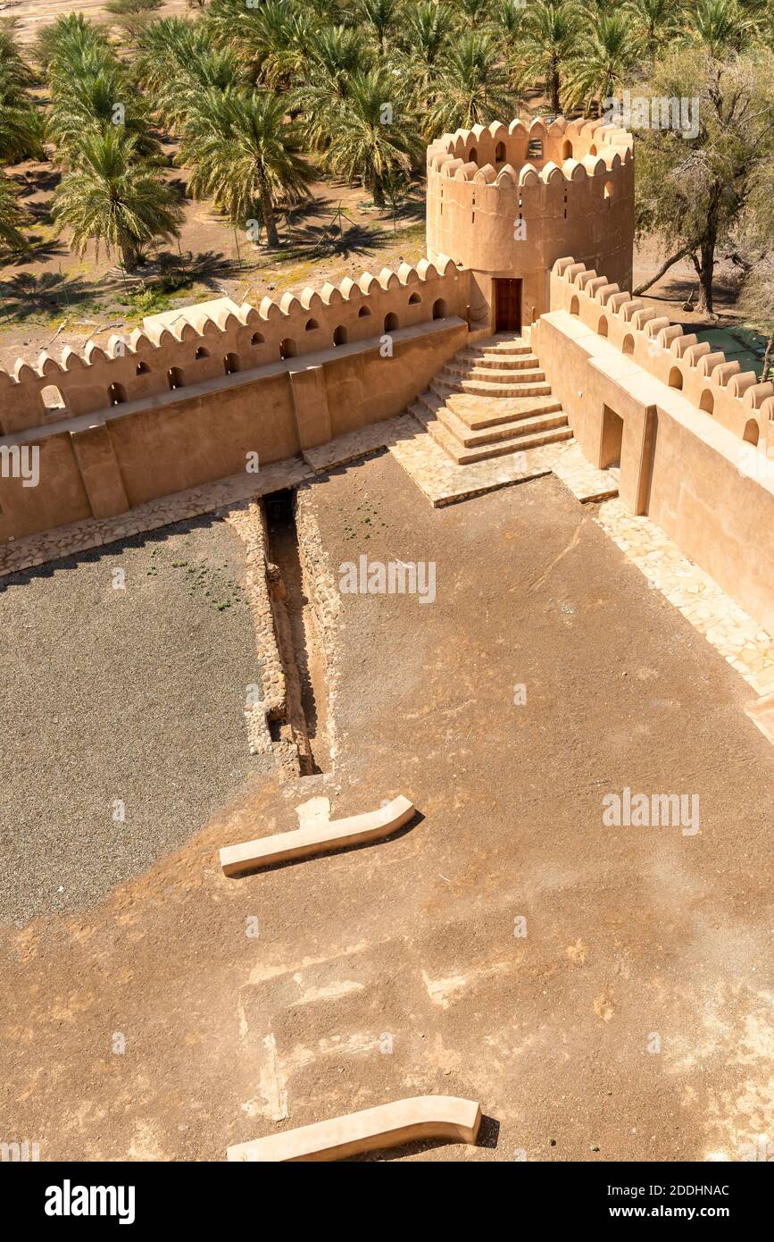 Terrace of the Jabreen Castle in Bahla, Sultanate of Oman Stock Photo ...
