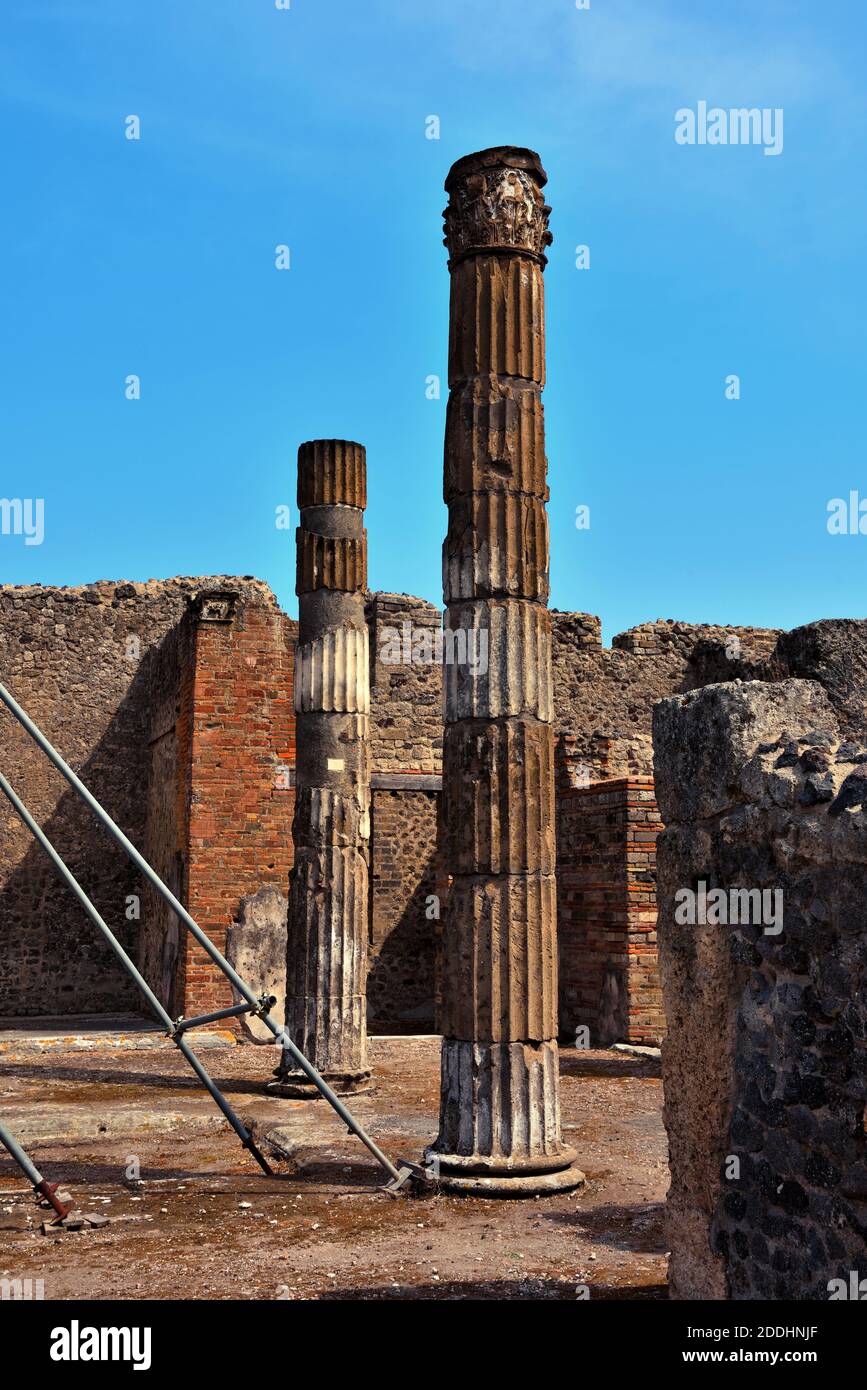 Ruins of Ancient Roman city of Pompeii Italy was destroyed and buried ...