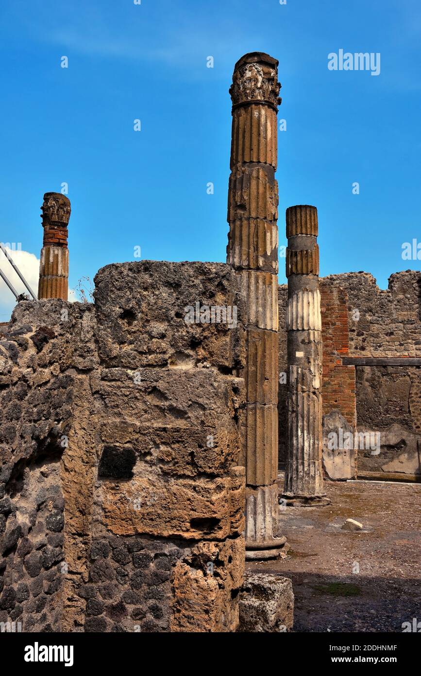 Ruins of Ancient Roman city of Pompeii Italy was destroyed and buried ...