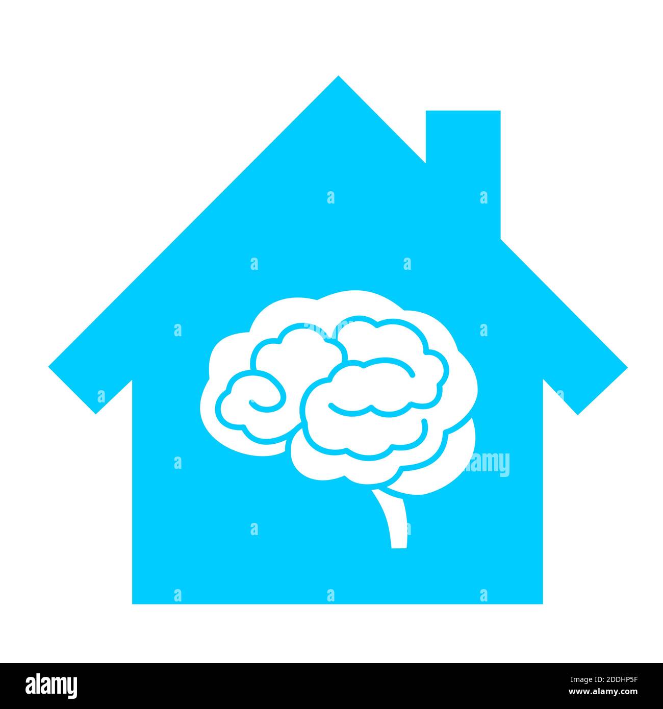 Simple vector of blue house with brain. Metaphor of intelligent house ...