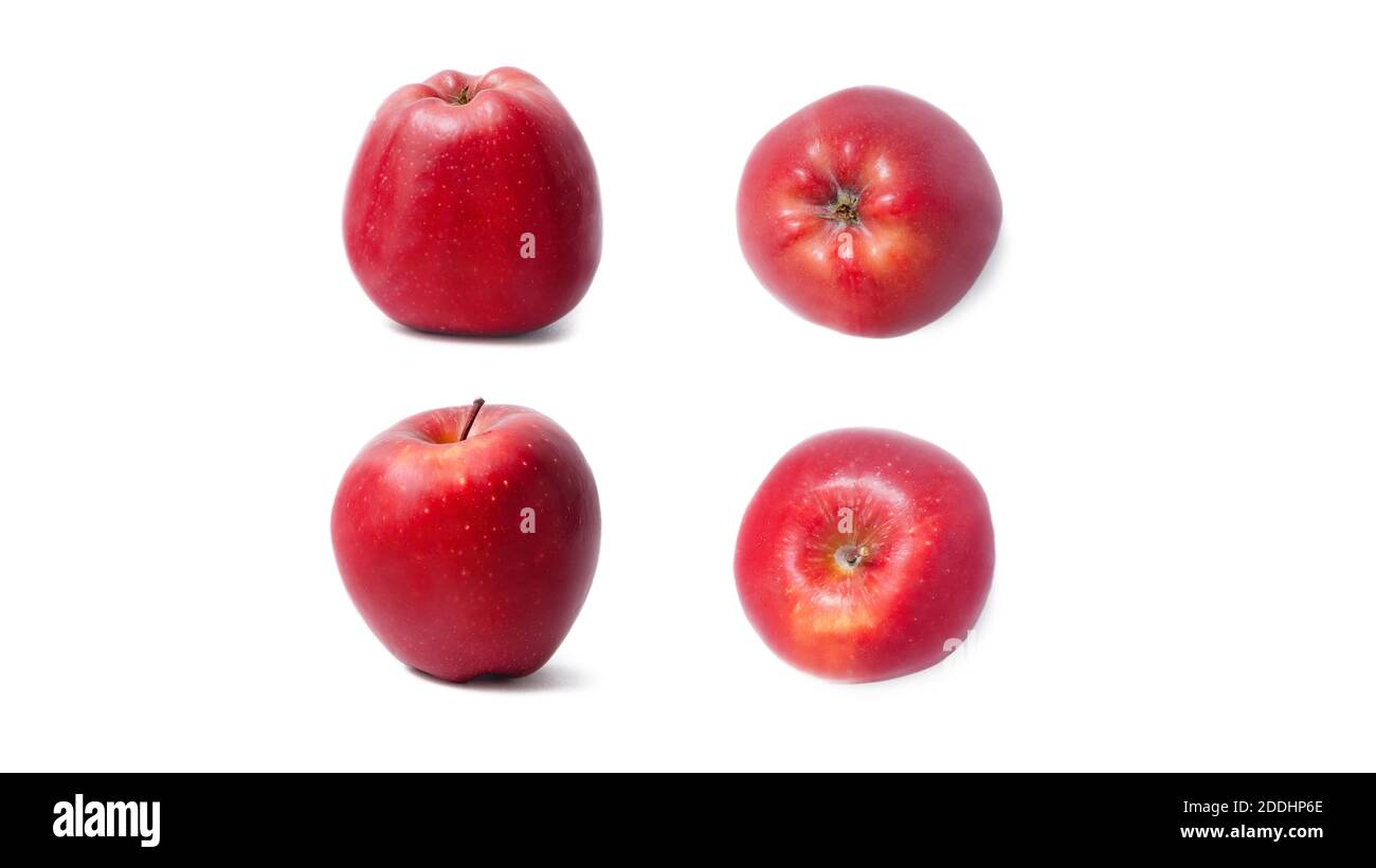 Set of different angles of rip red apple isolated on white background ...