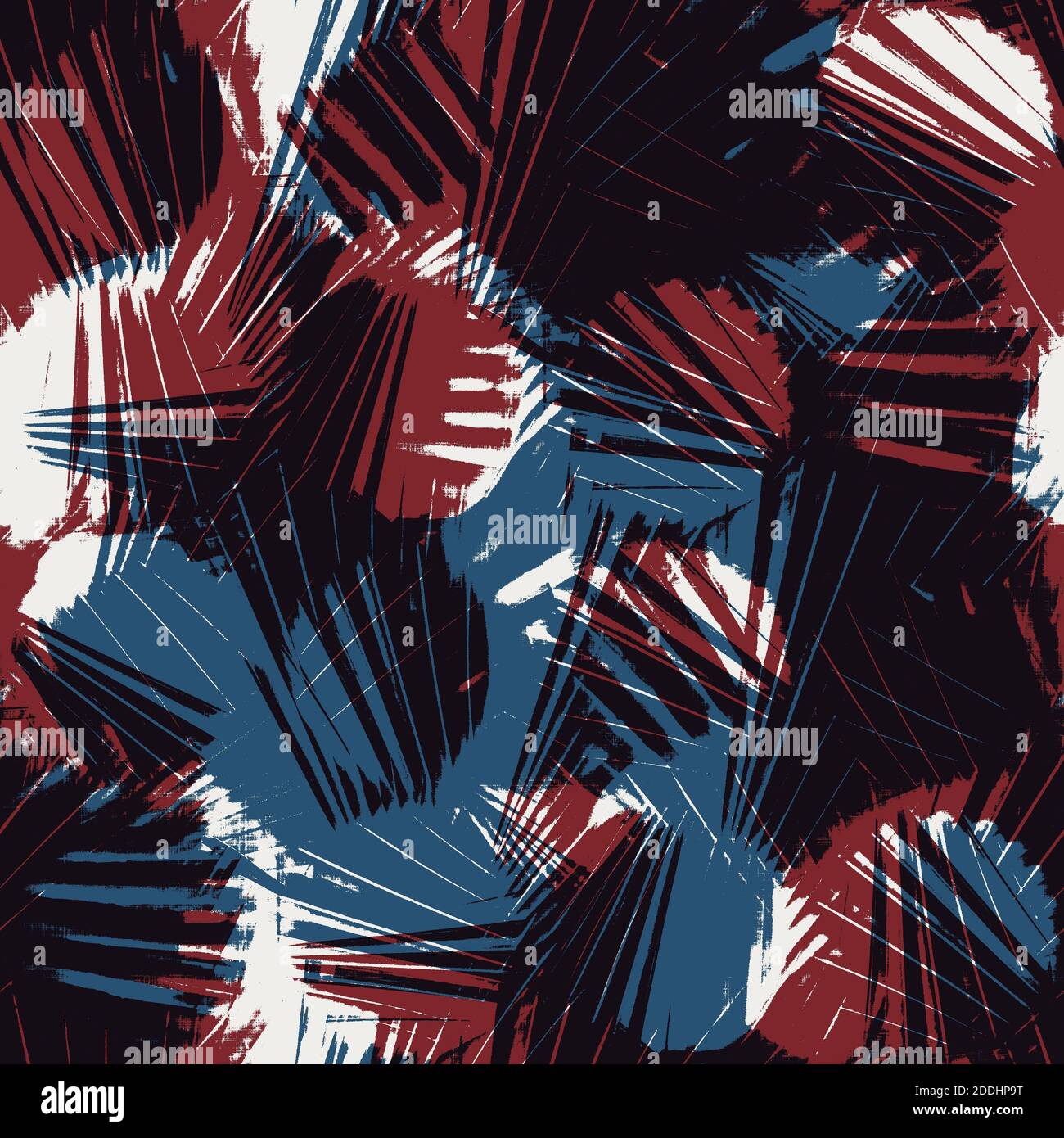 Seamless tropical pattern in red blue black white Stock Photo - Alamy