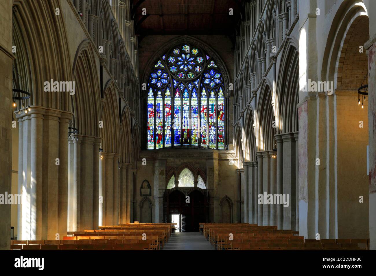 Interior of St Albans Cathedral, St Albans City, Hertfordshire County ...