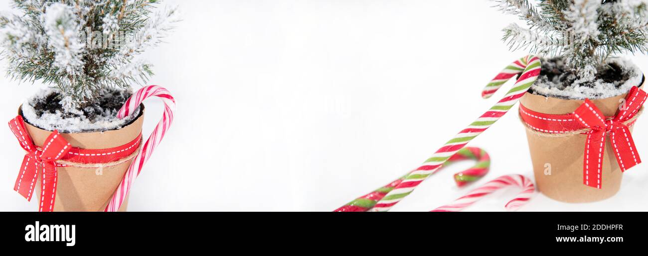 Christmas tree decoration. Merry Christmas horizontal banner. Small ...