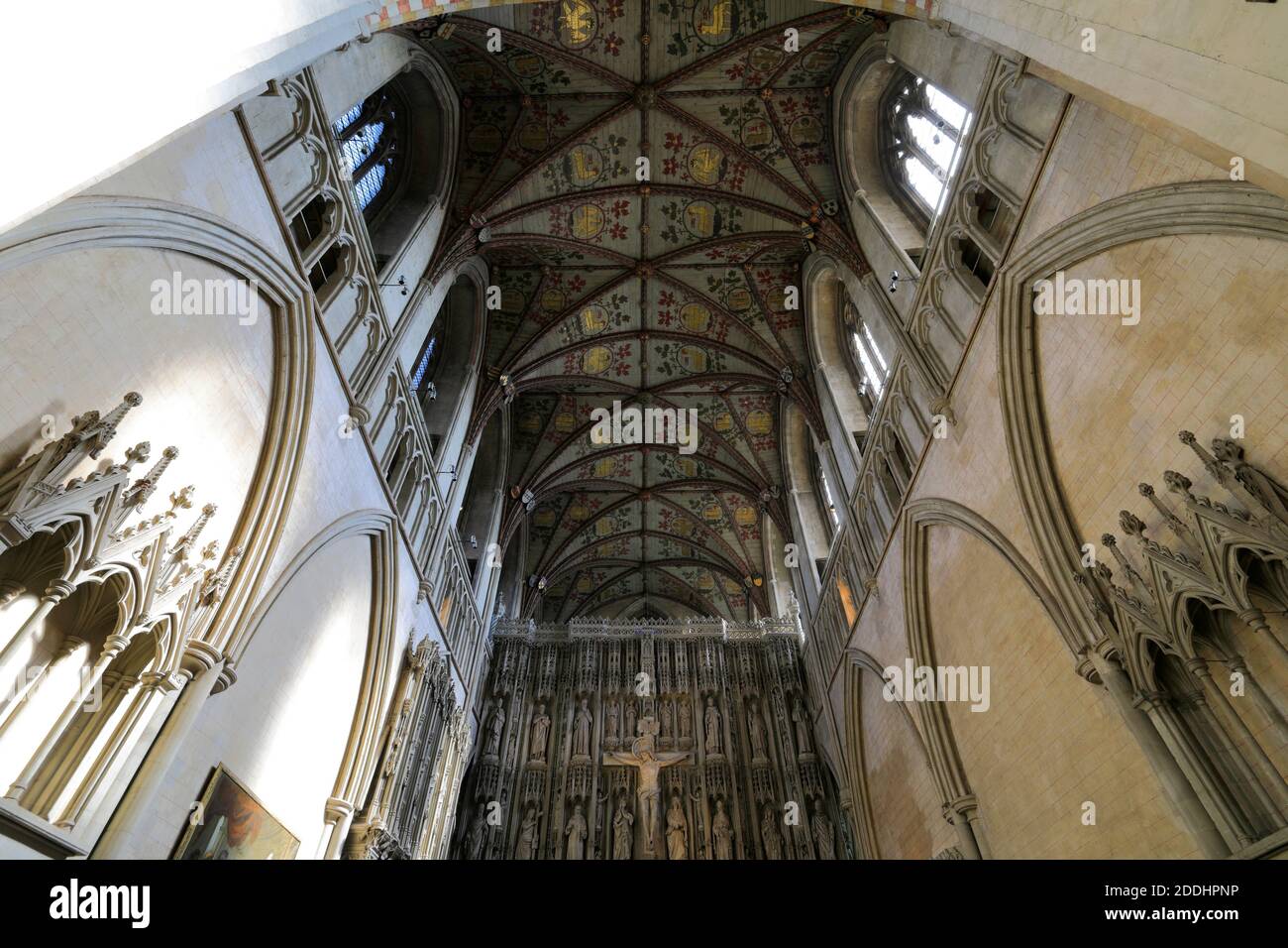 Interior of St Albans Cathedral, St Albans City, Hertfordshire County ...