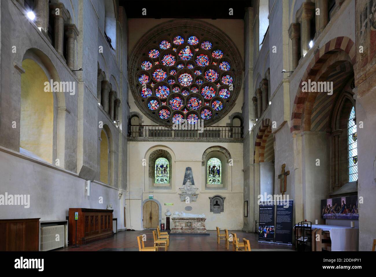 Interior of St Albans Cathedral, St Albans City, Hertfordshire County ...