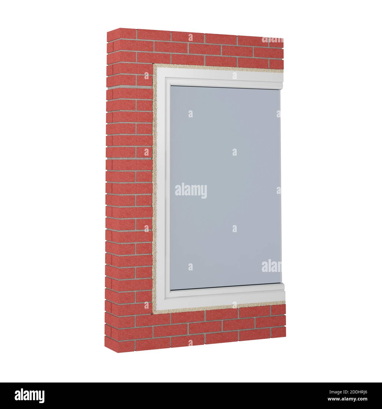 letter C made of bricks and a fragment of window isolated on white. 3d ...