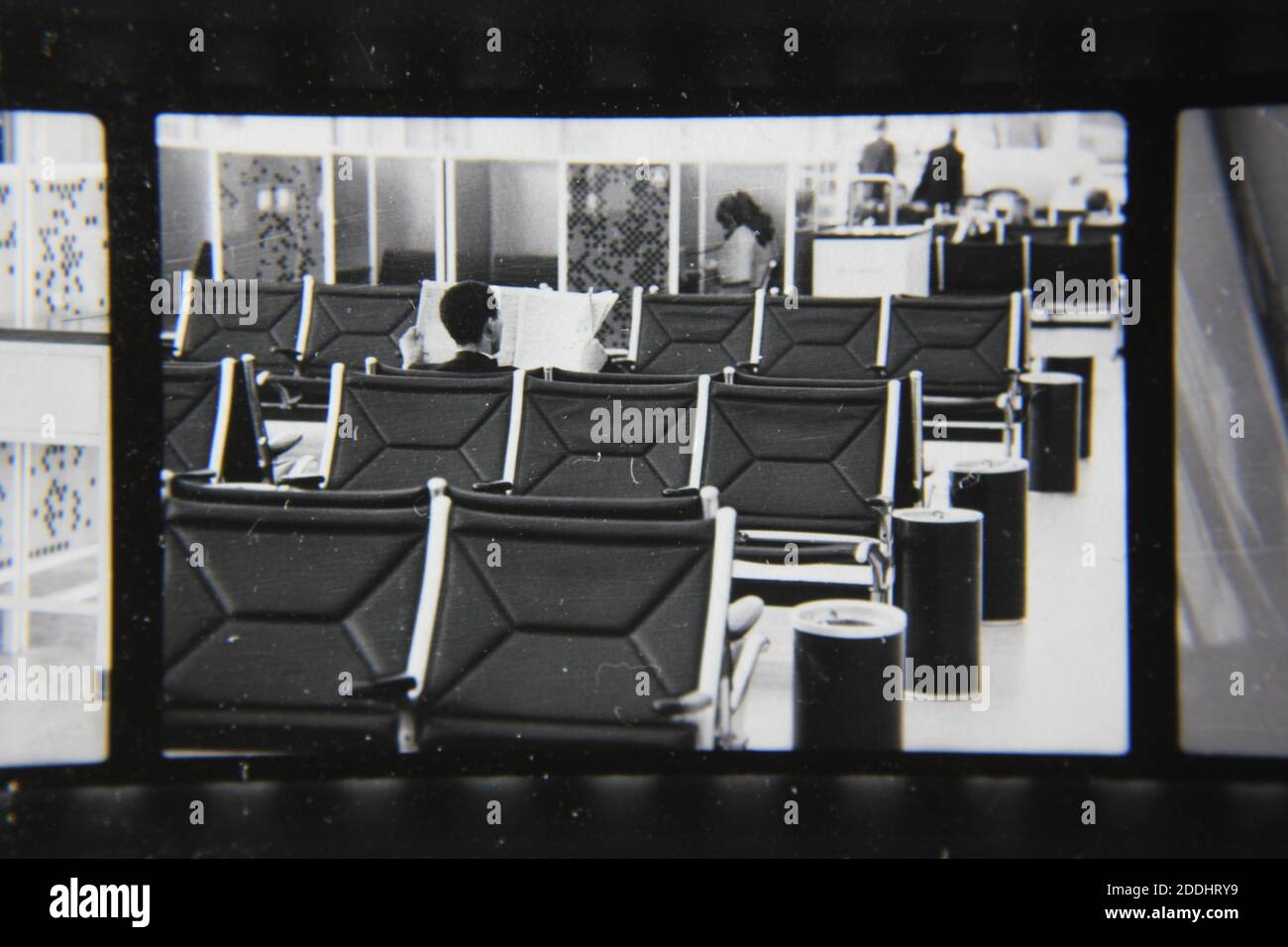 Fine 1970s vintage black and white photography of a lounge area with ...