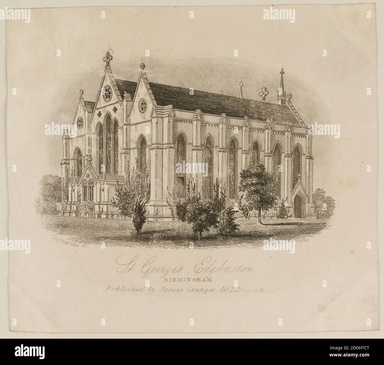 Engraving, St George's Church, Birmingham, 19th century, Vol I Engraver ...