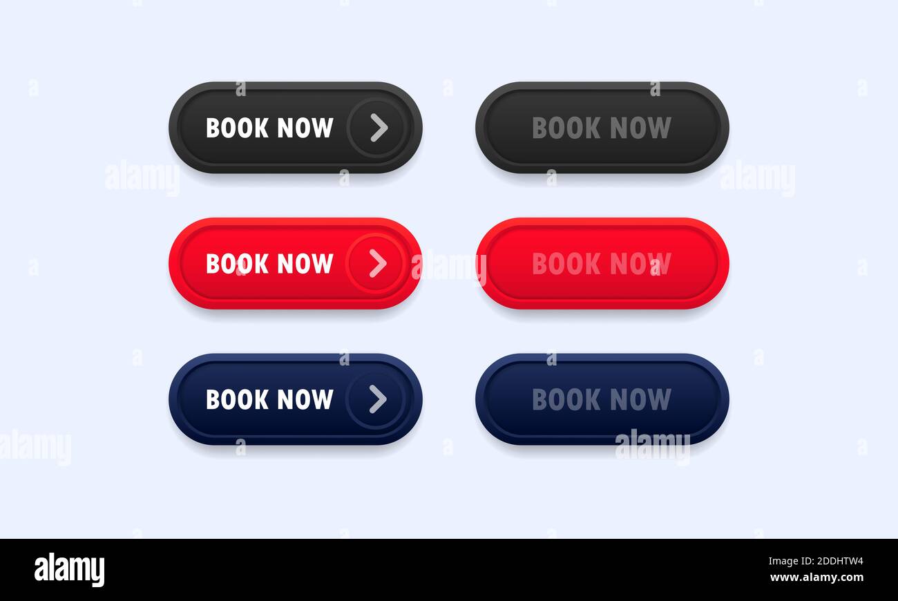 Book now button set. For website. Vector on isolated white background ...
