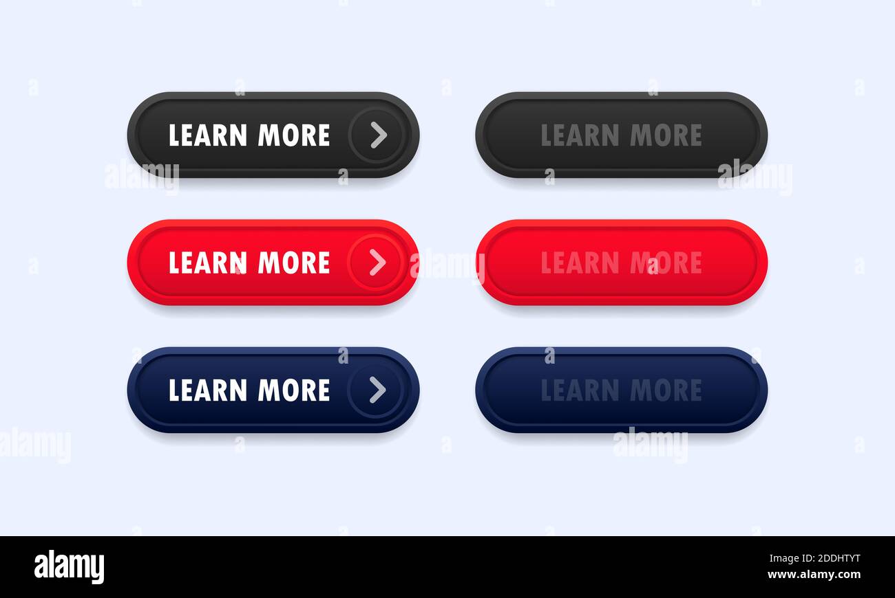 Learn more web site button set. Vector on isolated white background. EPS 10 Stock Vector Image ...