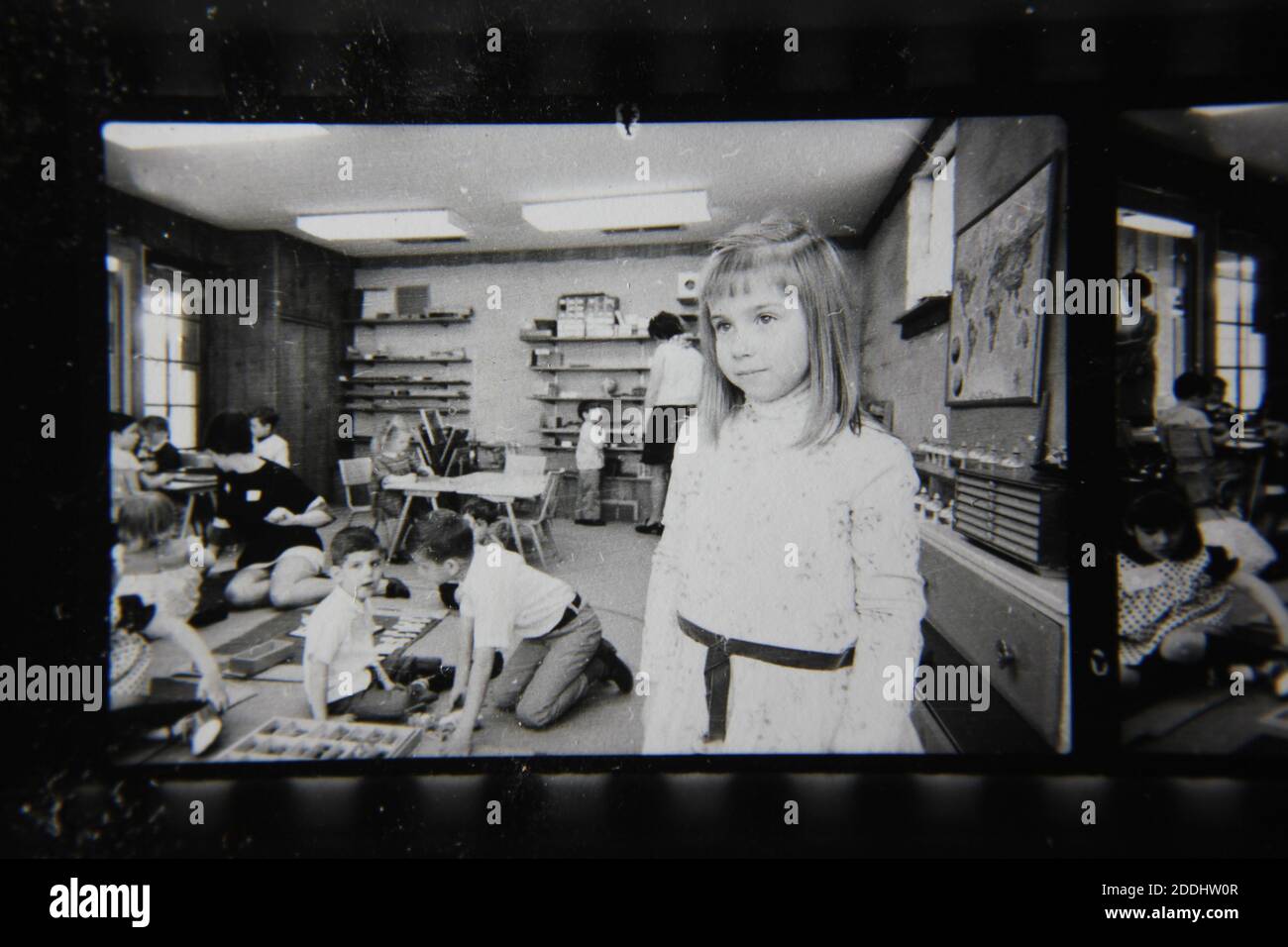 Fine 1970s vintage black and white photography of a grade school ...