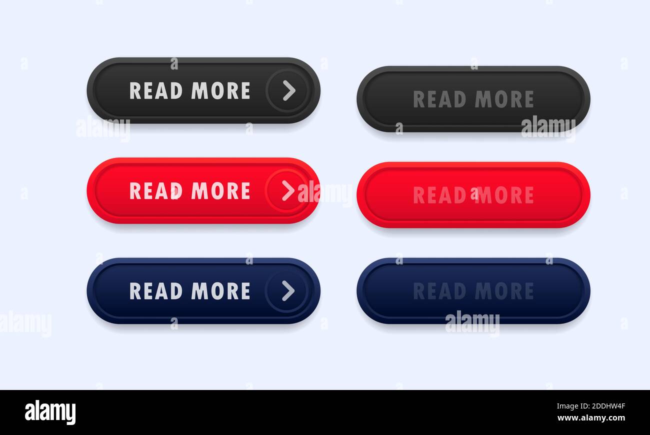 Read More button set. Vector on isolated white background. EPS 10 Stock Vector Image & Art - Alamy