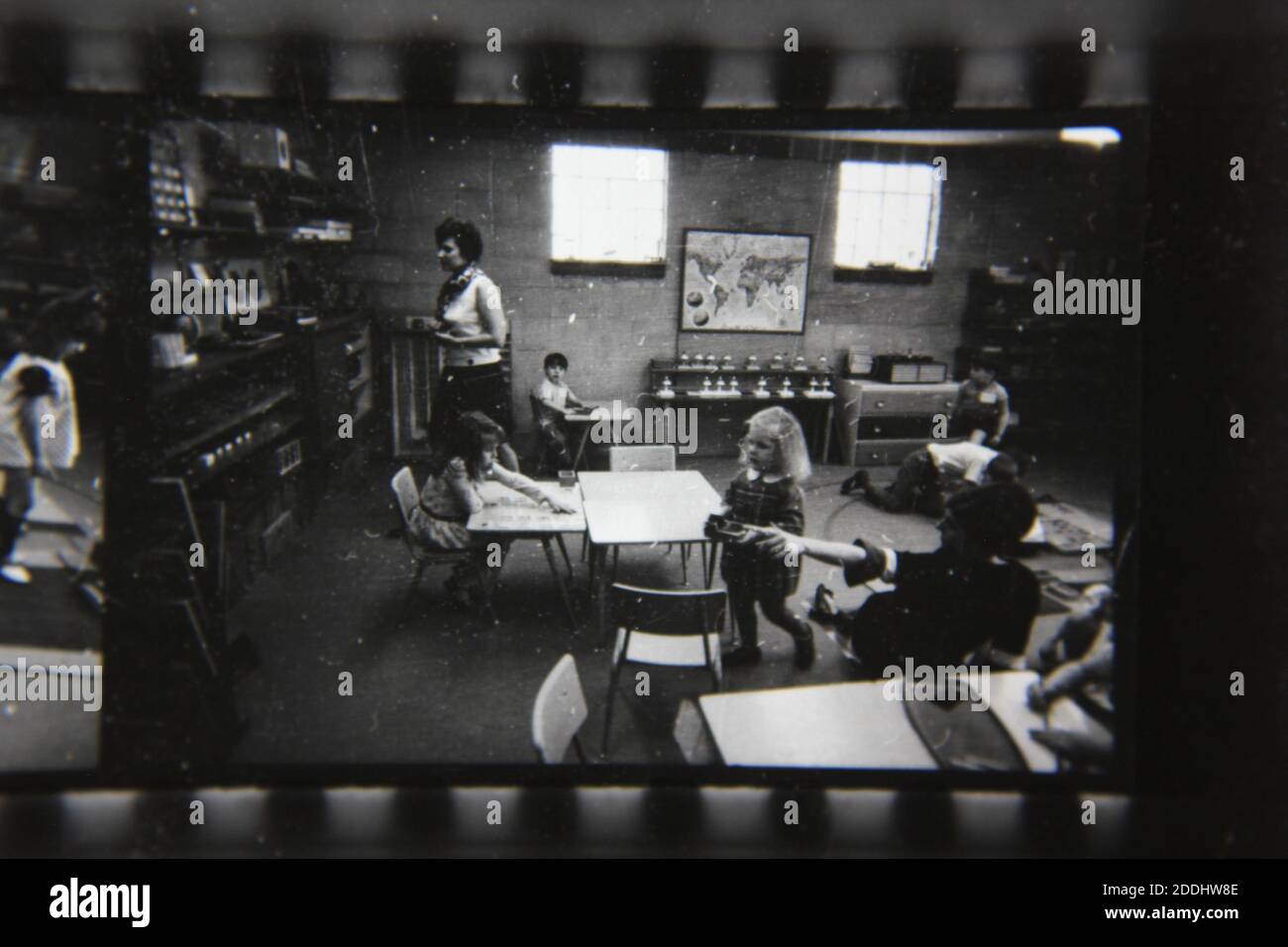 Fine 1970s vintage black and white photography of a grade school ...