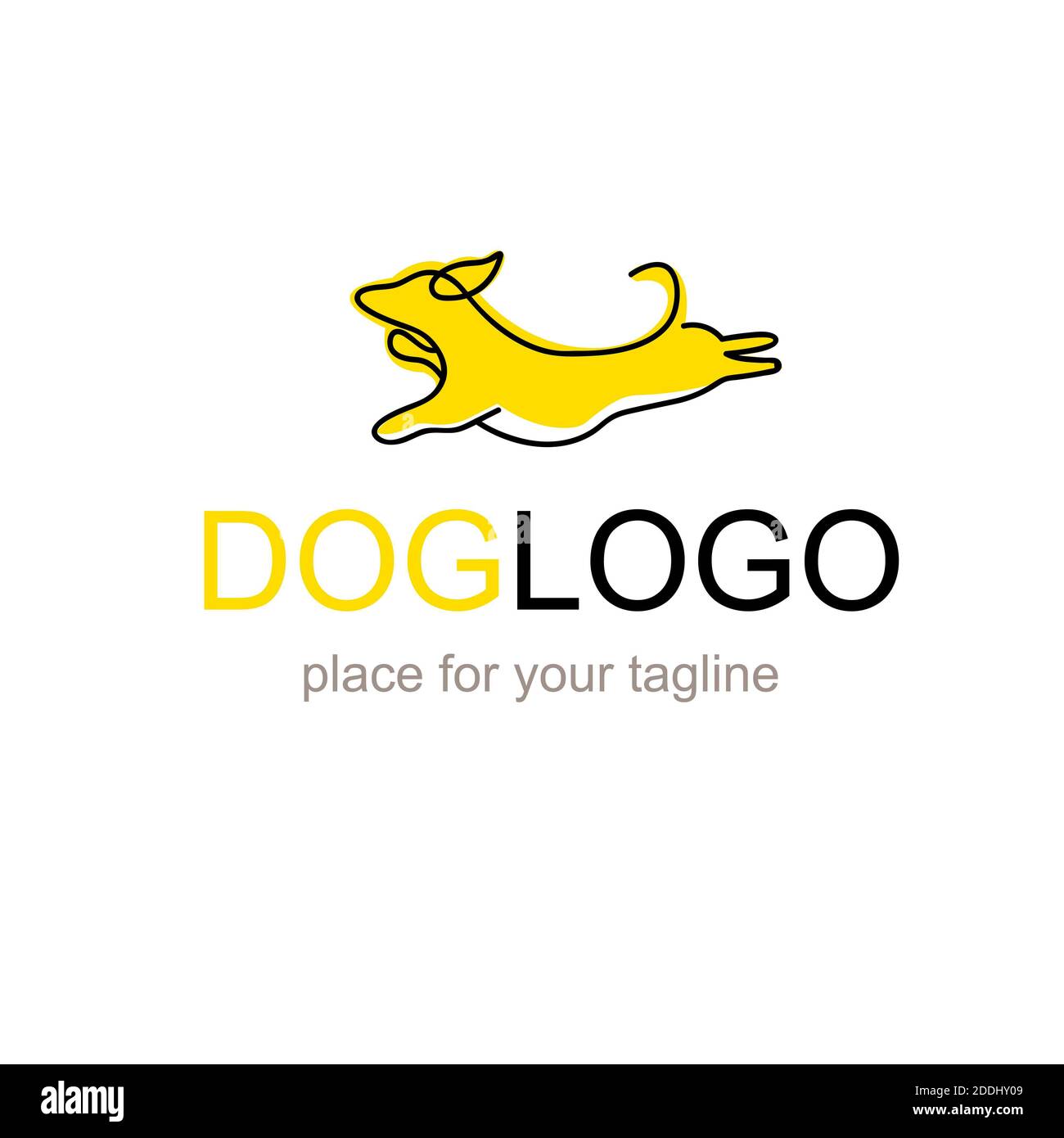 Dog logo in vector. Vector color icon with jumping dog isolated on ...
