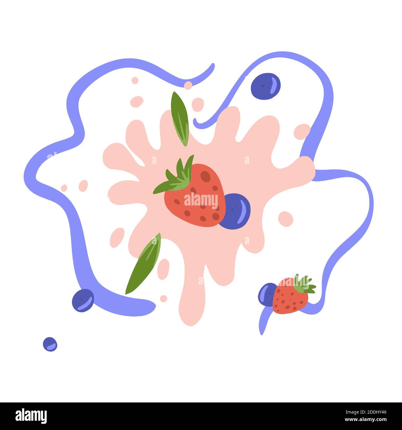 Fresh strawberry with blueberry splash illustration in vector Stock ...