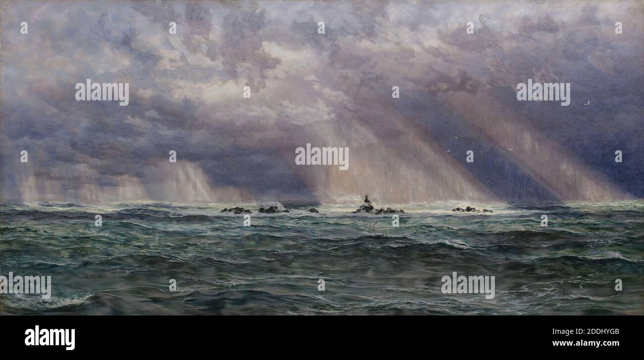 A North West Gale off the Longships Lighthouse, 1873 Artist: John Brett ...