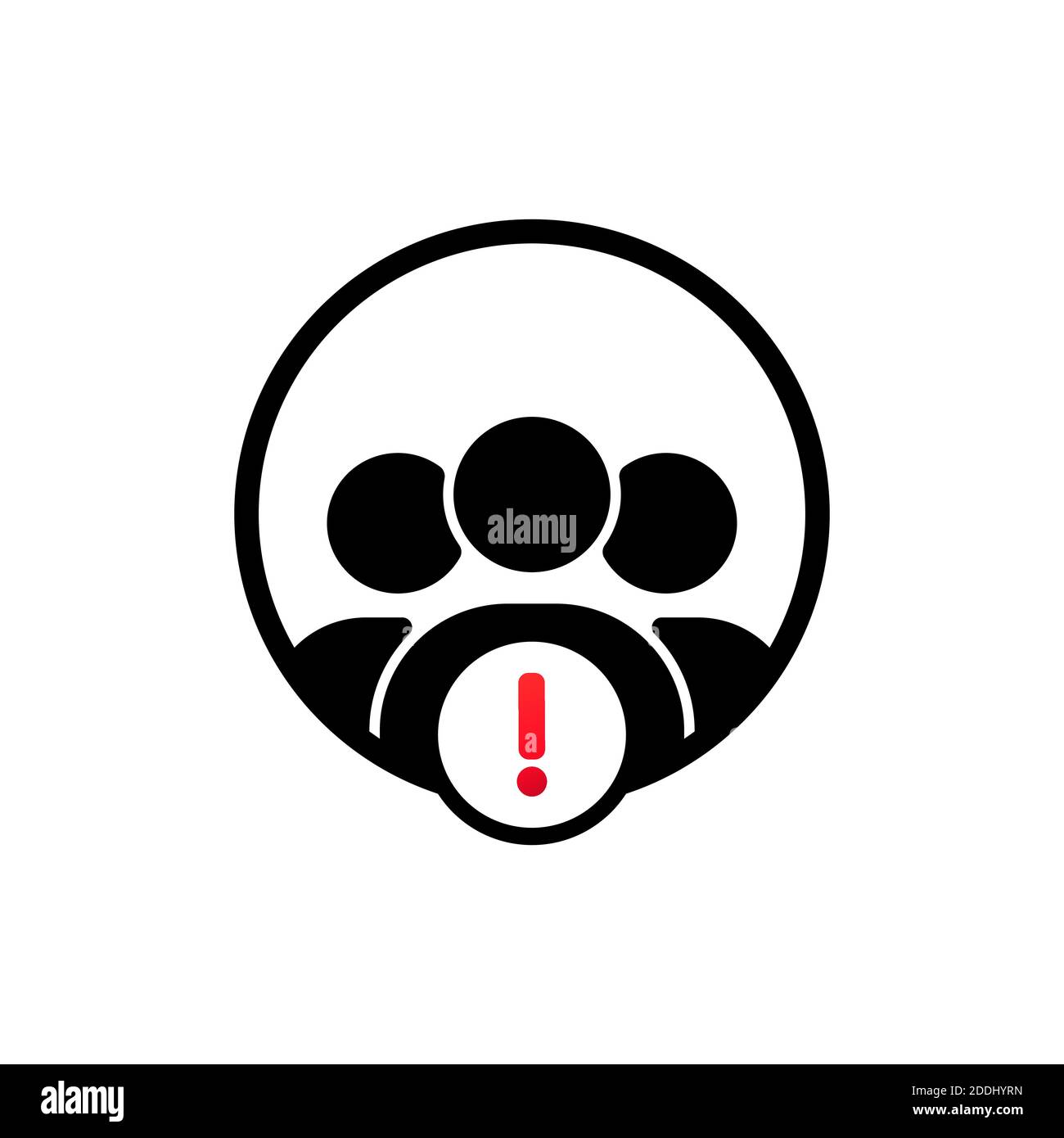 Management icon with exclamation mark. Vector on isolated white ...