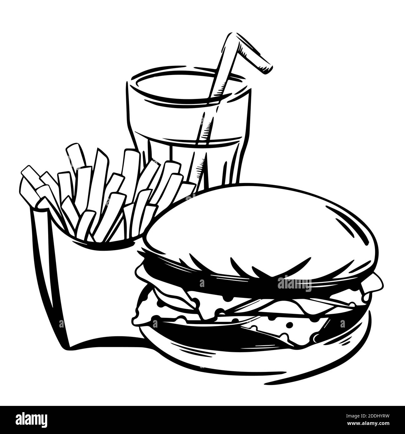 Cola french fries Black and White Stock Photos & Images - Alamy