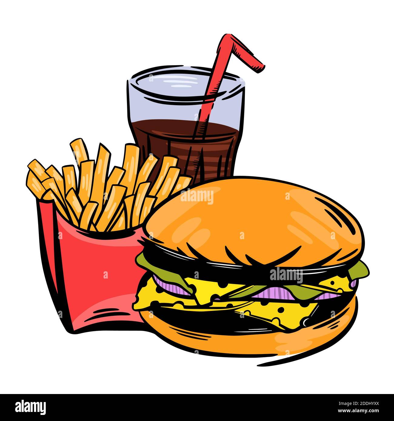 Realistic French Fries Drawing