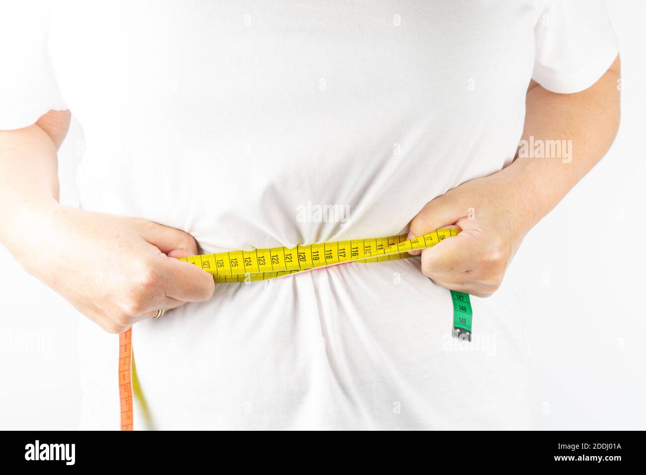 Caucasian female measuring waistline hi-res stock photography and ...