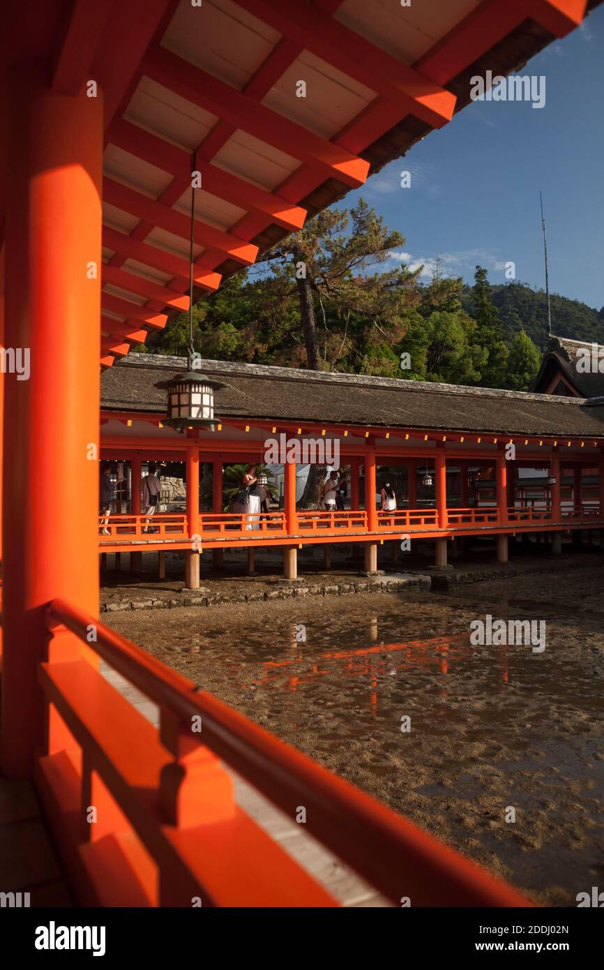 Vertical lateral view of a detail of Itsukushima- jinja Shinto shrine ...