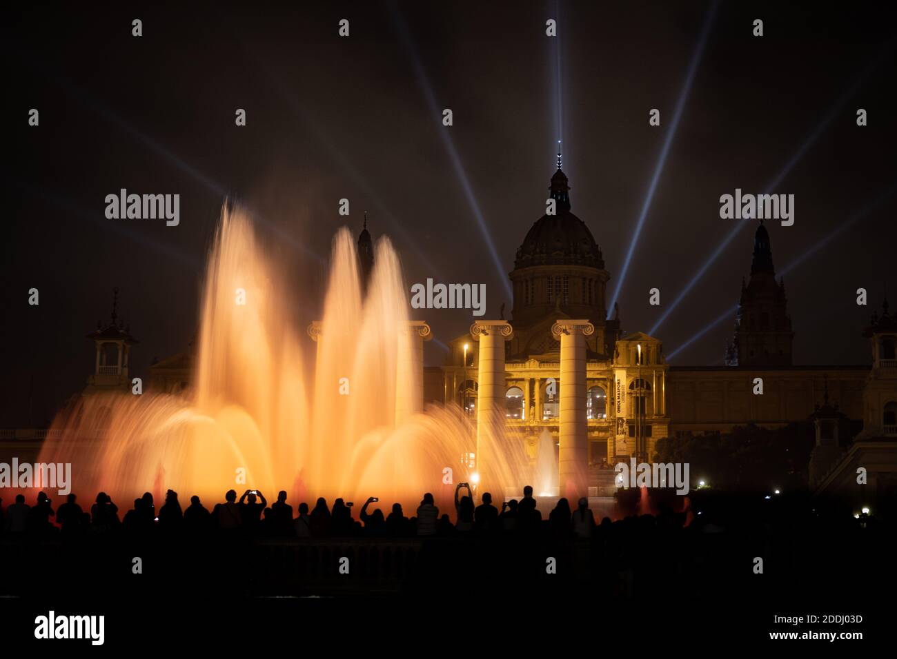 Famous Montjuic Magic Fountains in Barcelona with beautiful light water ...