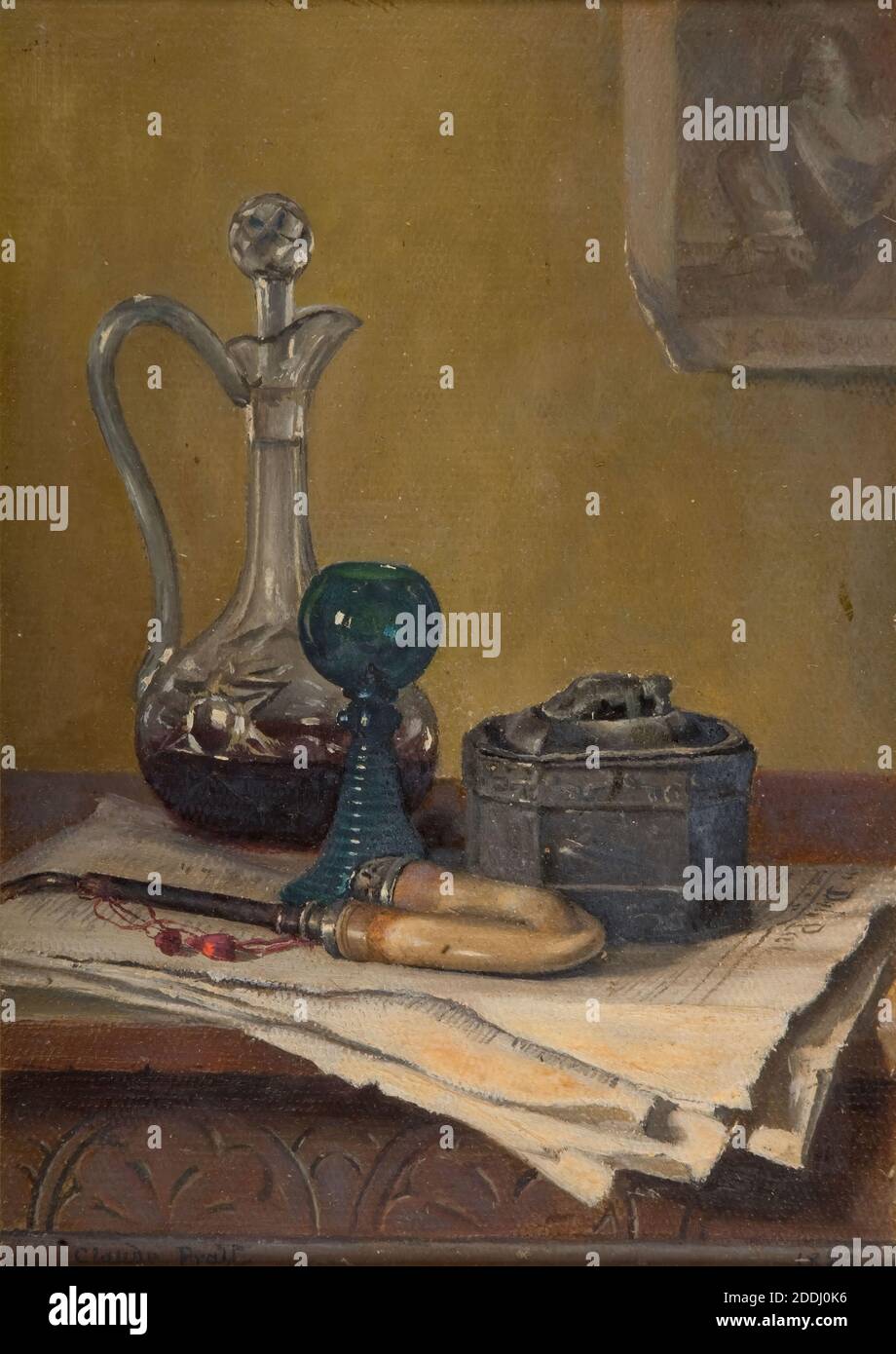 Bottle Newspaper Pipe And Glass