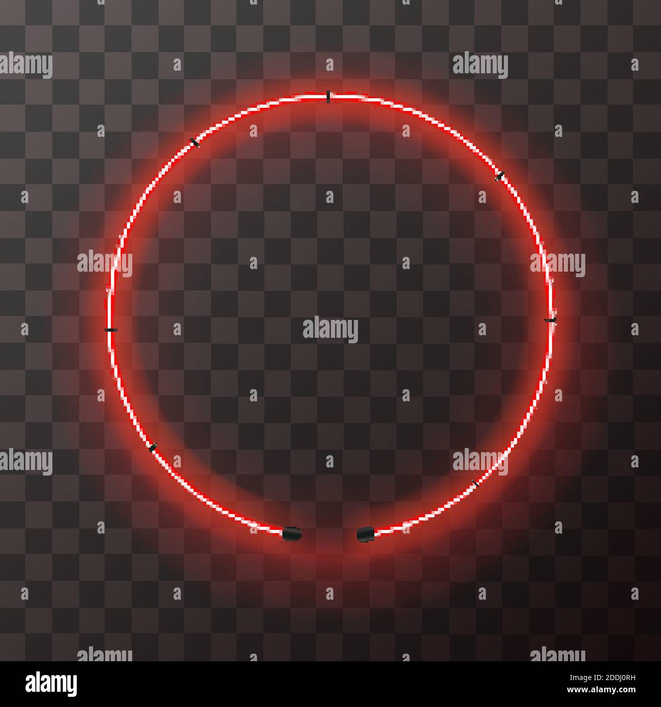 Bright red neon round frame, template on transparent background Stock ...