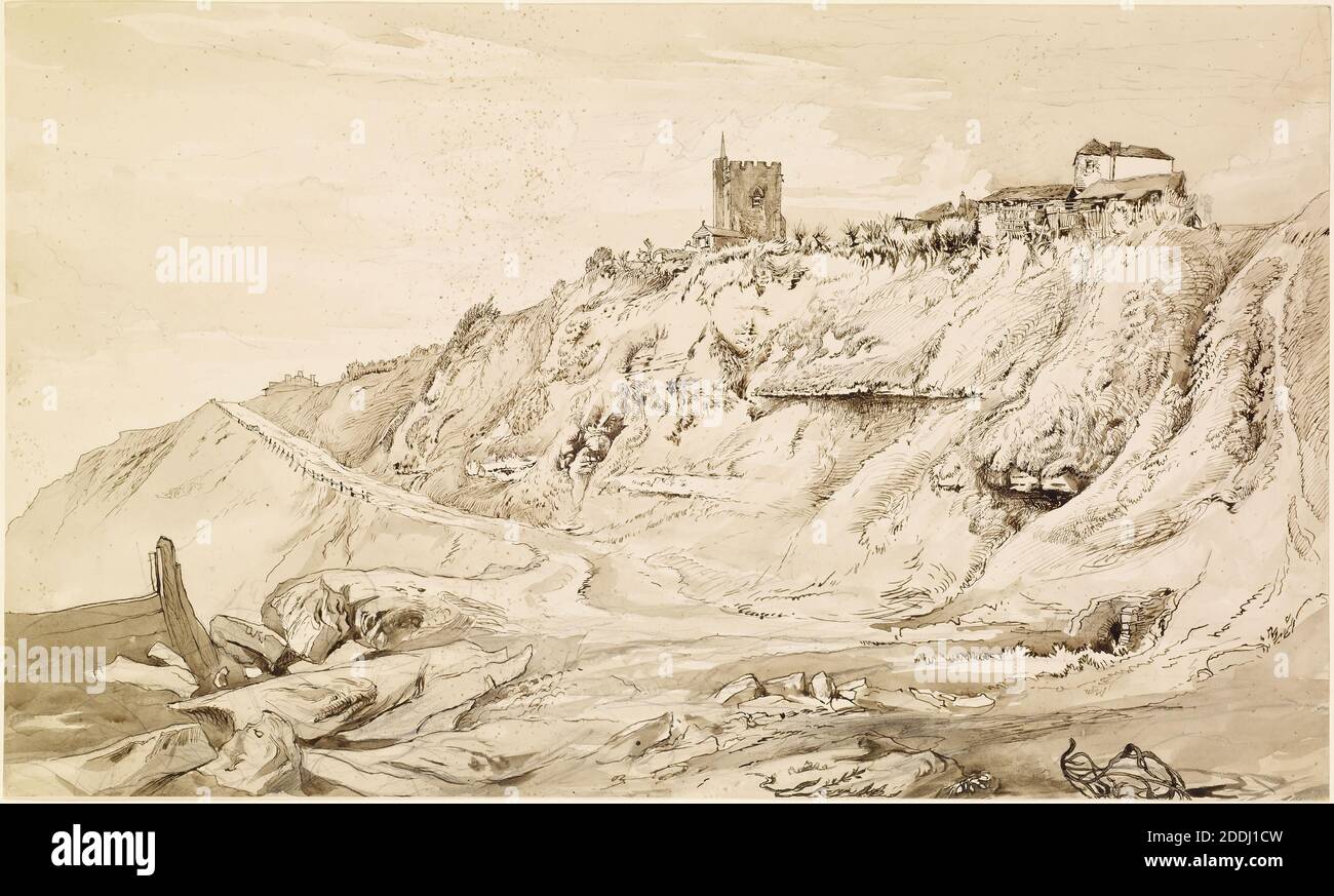 Folkestone, Hillside and Church from Pavilion Hotel, 1849 Artist: John ...