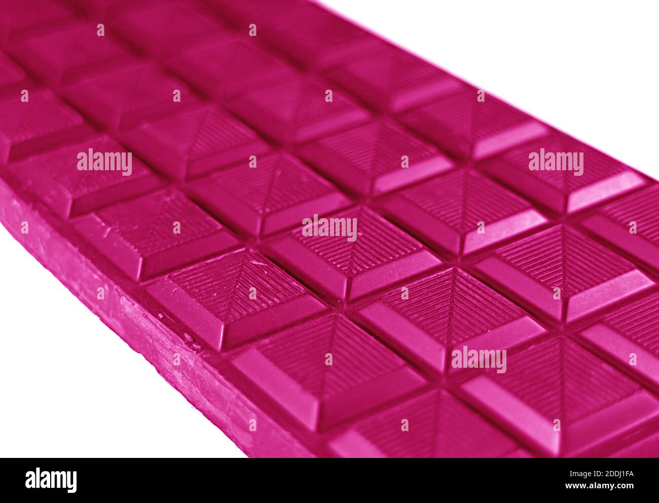 Pop Art Surreal Style Closeup Hot Pink Colored Chocolate Bar on White ...