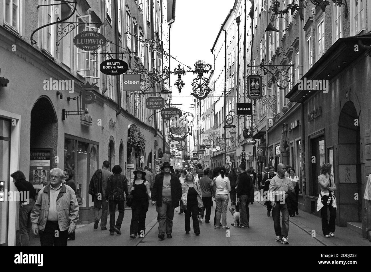 Traditional shop signs in Getreidegasse Salzburg in Austria 2006 Stock ...