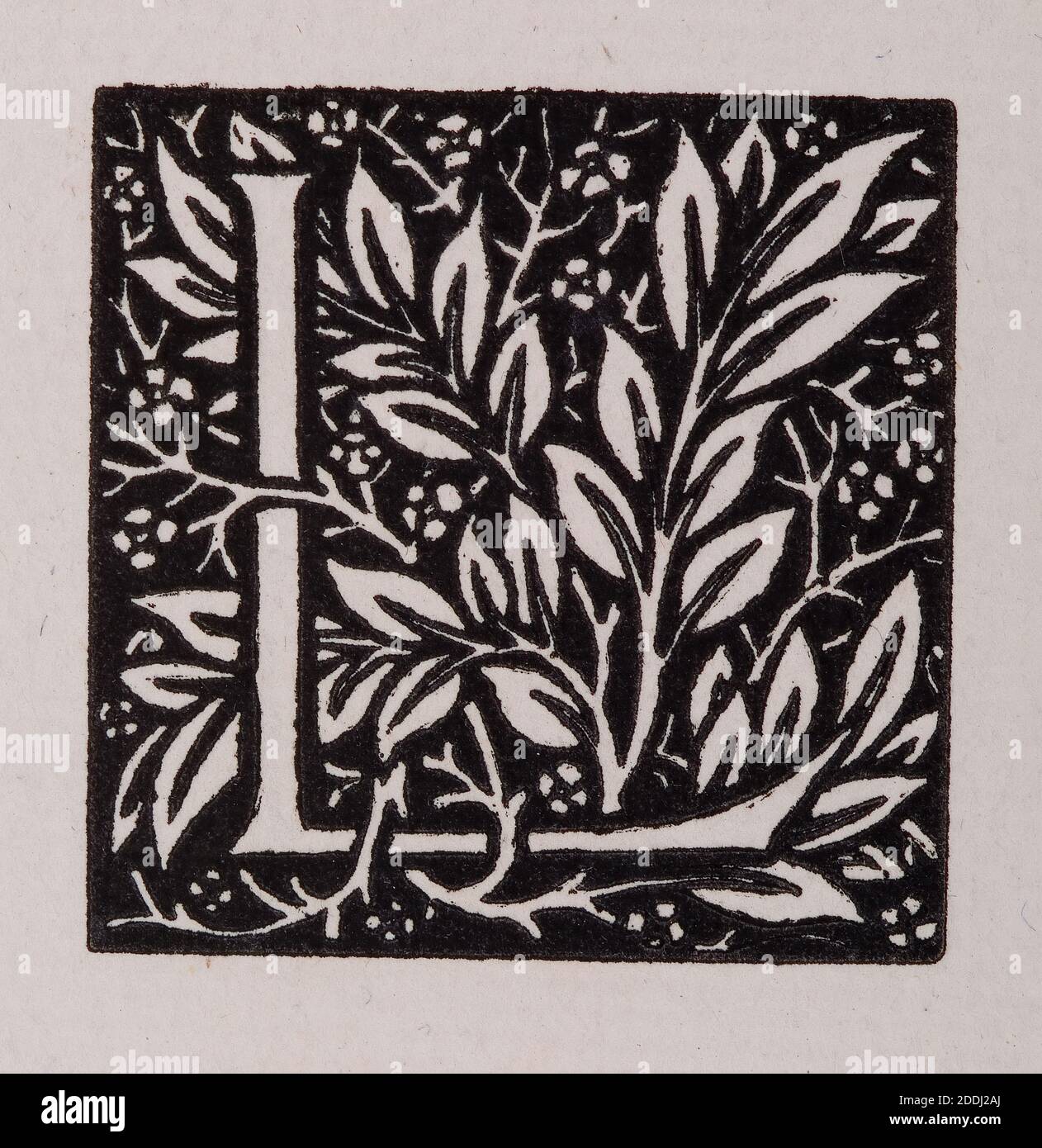 Love is Enough, Initial letter 'L' entwined with Laurel Leaves, 1866-67 ...