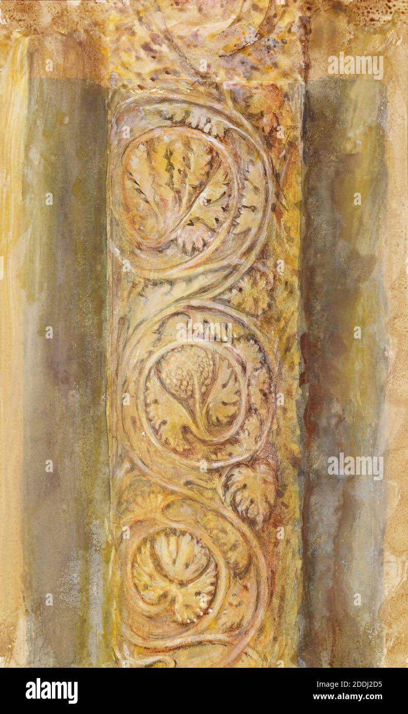 Detail of Carved Pillar from East Door, Baptistery, Pisa, 1882 John ...