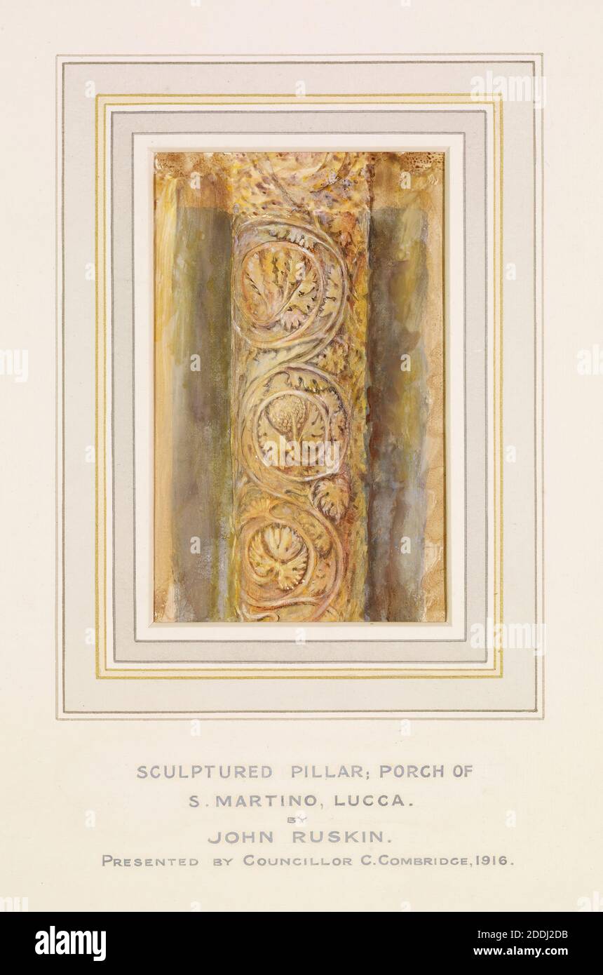 Detail of Carved Pillar from East Door, Baptistery, Pisa, 1882 John ...