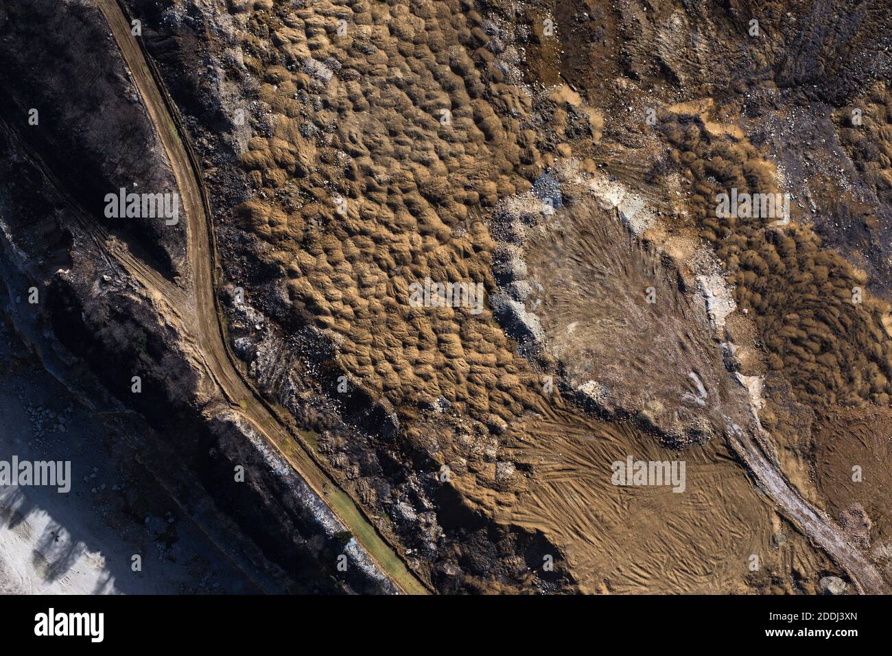 Working quarry environment seen from a drone. Amazing colorful patterns ...